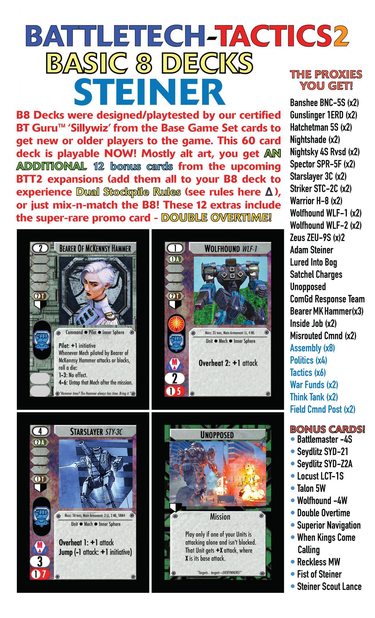 Battletech: Tactics 2 Decks – Basic Steiner – Adventure Game Source