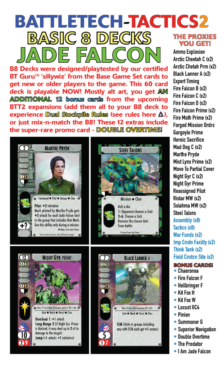 Battletech: Tactics 2 Decks – Basic Jade Falcon – Adventure Game Source